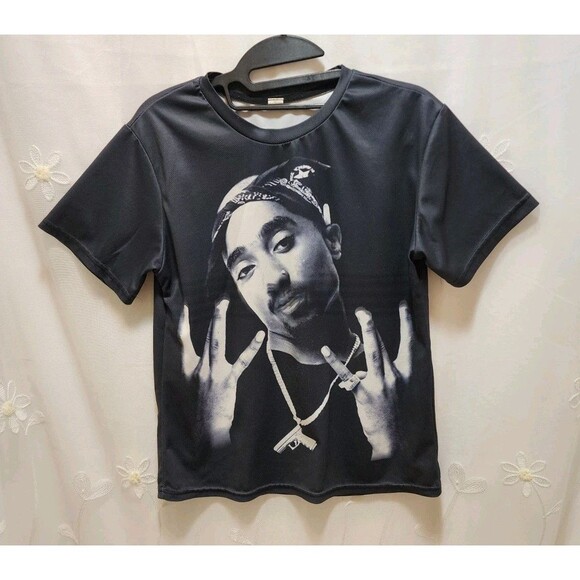 Tops | Tupac Shakur M Black Portrait Shirt Hip Hop Rapper Music ...